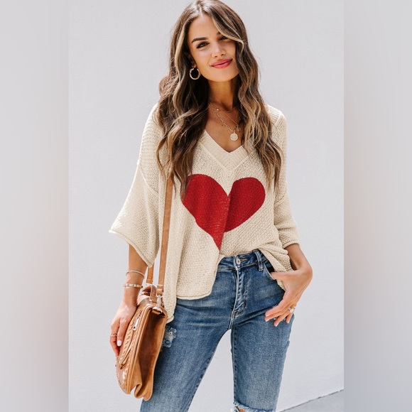Curvyline by Shewin | Tops | Red Heart Sweater | Poshmark